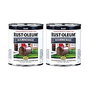 Rust-Oleum 7215502-2PK Stops Rust Hammered Finish Paint, Quart, Black, 2 Pack
