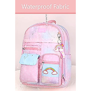 Lmeison Backpack for Girls School Backpacks for Girl Cute Bookbag Kawaii Kids School Bag Blue Rainbow Back Pack for Elementary School Middle School Teen Backpacks Casual Daypack for Travel