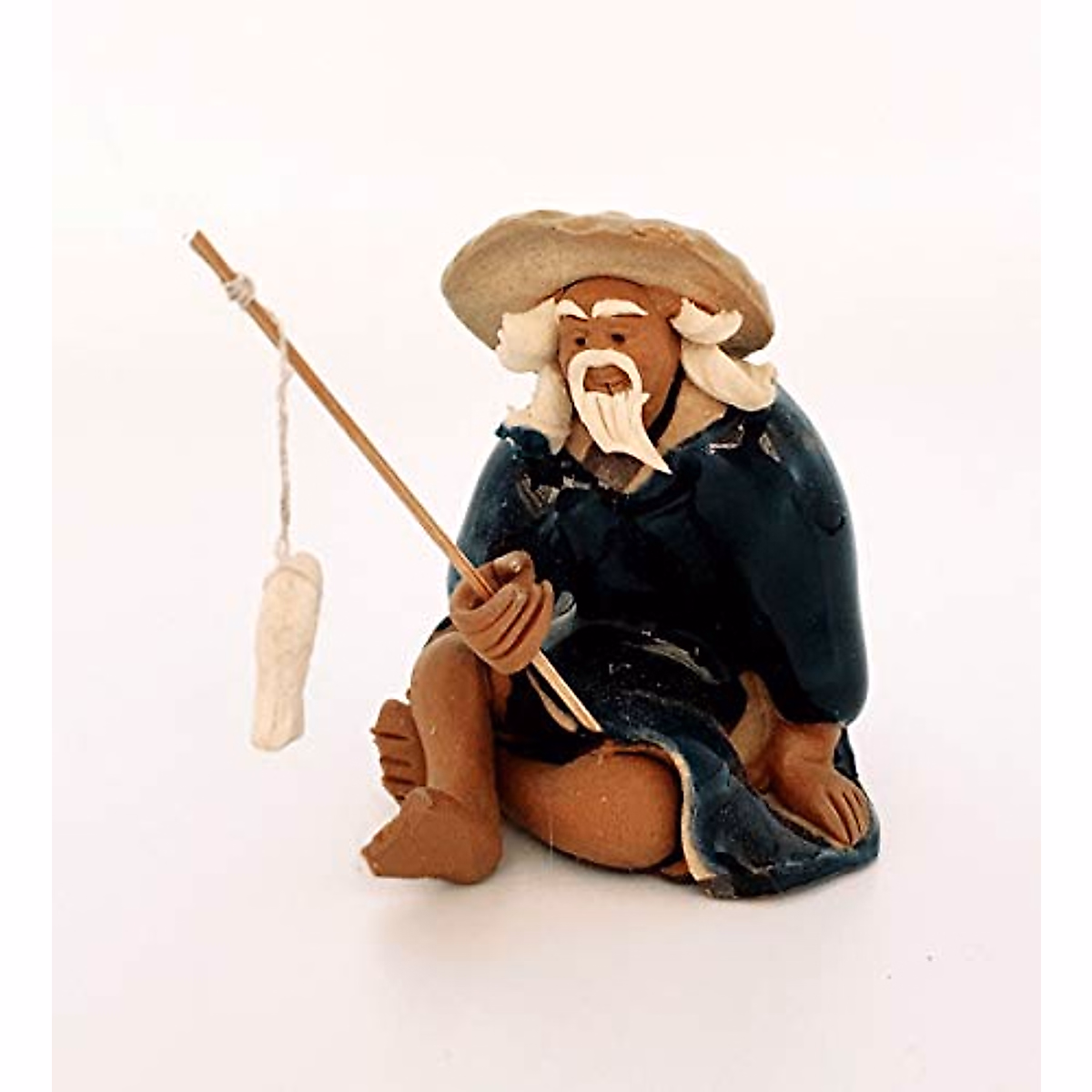 MUD Fisherman Bonsai Figurine | Ceramic | Collectible | Fairy Garden | 1'' x 1.5''