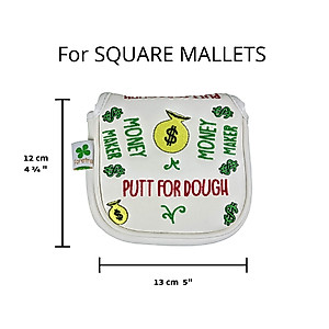 Foretra – Putt for Dough - Money Maker White Golf Putter Headcover Quality PU Leather Magnetic Closure for Square Mallet Style Putters Scotty Cameron Odyssey Taylormade Ping