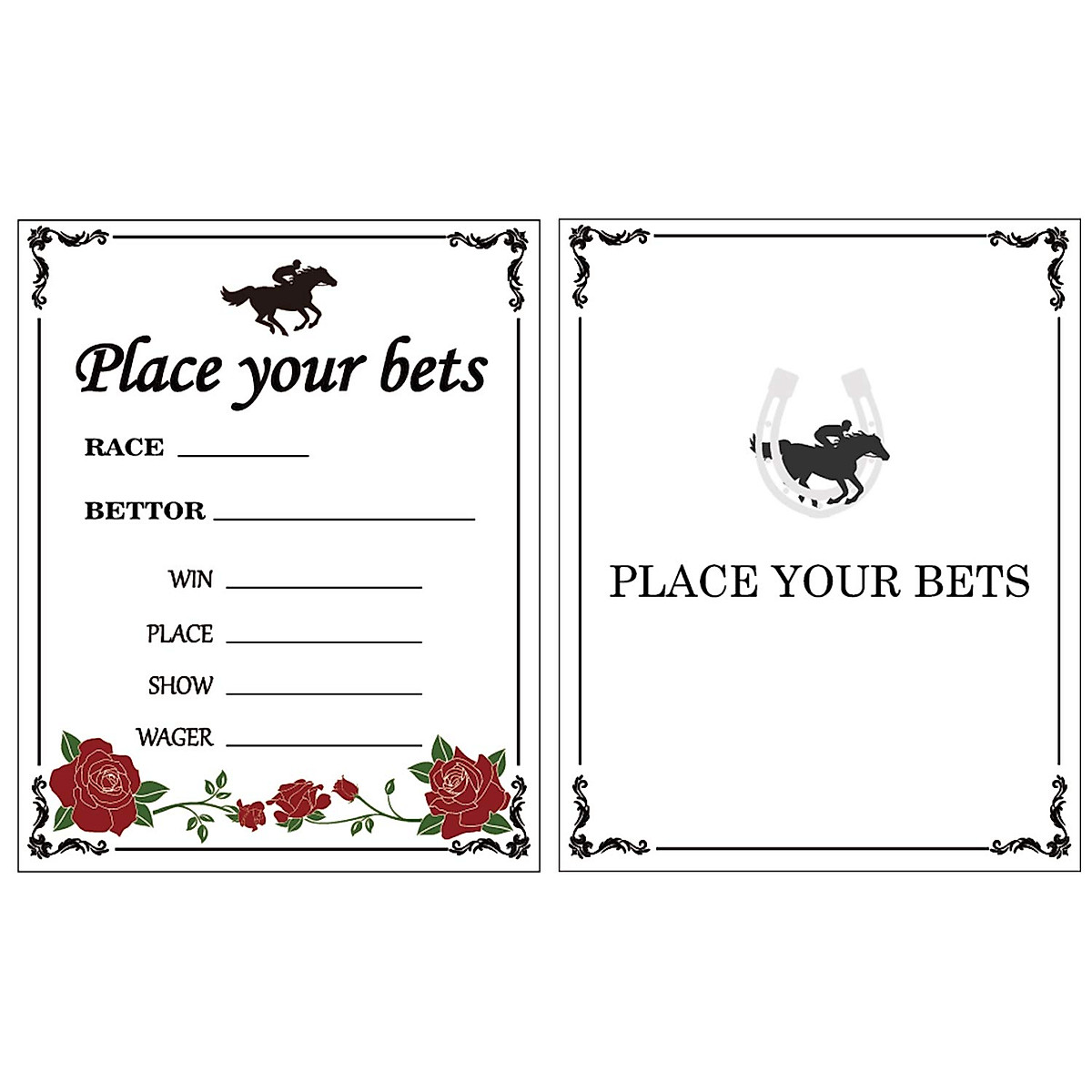 ANGOLIO Race Horse Party Supplies, 40Pcs Betting Card for Guess Who will Win the First on Horse Racing, Win Place Show Ticket Play Your Bets Card Derby Invitation Guessing Game Card