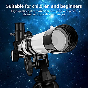 Telescope for Kids Focal Length 400mm Aperture 40mm(400x40mm) with Compass &Tripod& Finder Scope, Refractor Portable Kids' Telescope and Beginners' Telescope for Exploring The Moon and Its Craters