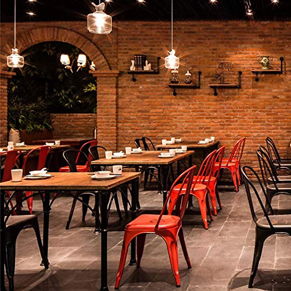 Metal Dining Chairs Set Of 4 Indoor Outdoor Chairs Patio Chairs 18 Inch Seat Heigh Kitchen Chairs Tolix Side Bar Chairs Trattoria Metal Chairs Restaurant Chair 330LBS Weight Capacity Stackable Chair