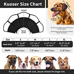 Kuoser Dog Cone, Adjustable Dog Cones for Small Dogs, Soft Dog Cone Collar for Dogs to Stop Licking, Comfy Pet Recovery Collars & Cones Alternative for Dogs After Surgery Wound Healing, Black S