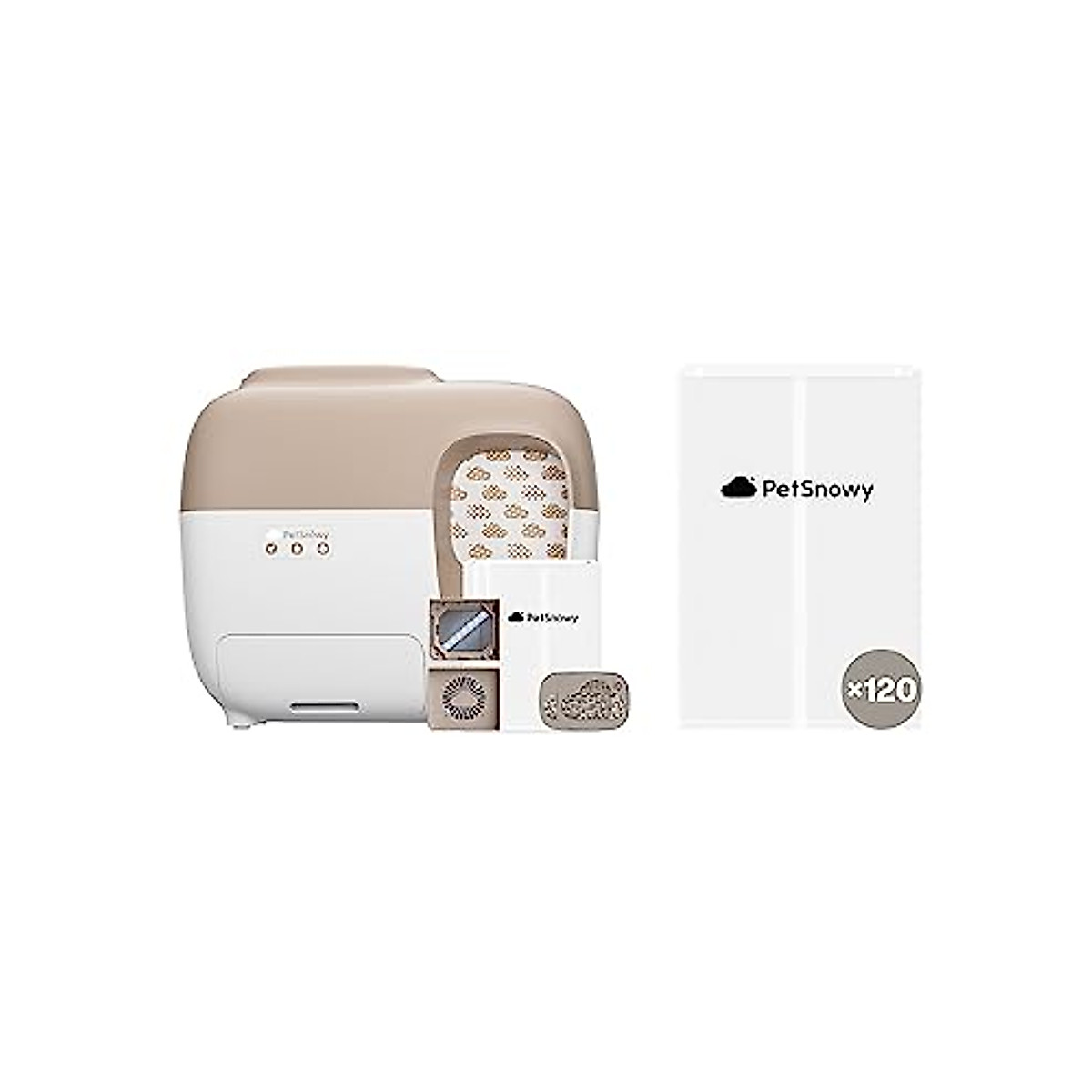 PetSnowy (2024 Premium Version) Snow⁺ Self Cleaning Cat Litter Box & 120 PCS Cat Litter Box Liners Bundle