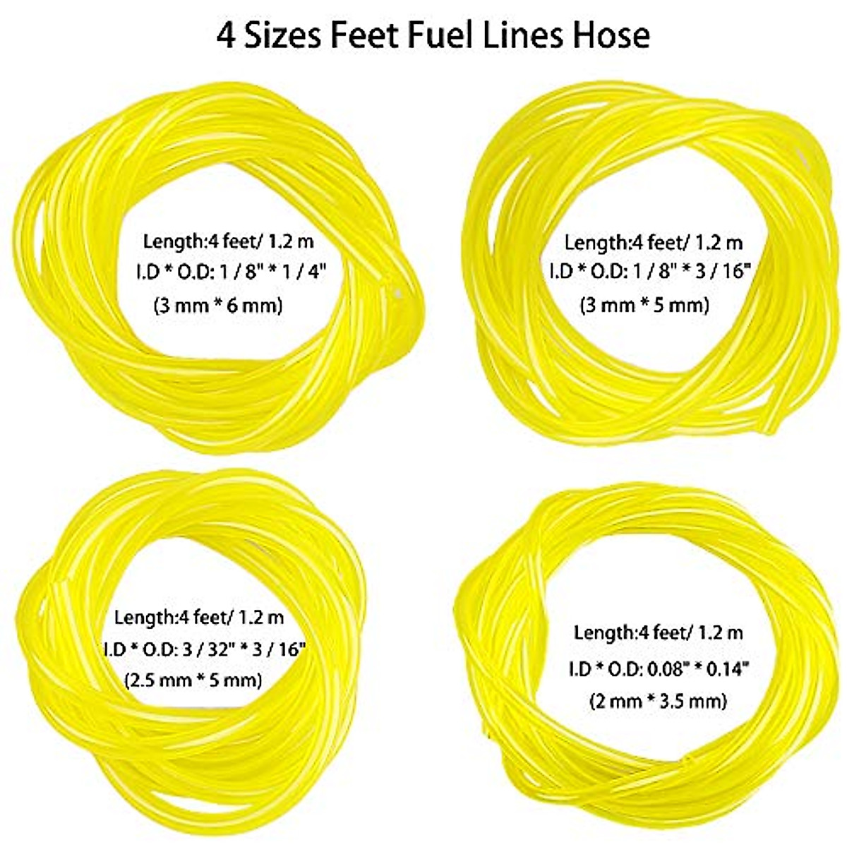 HPENP 16 Feet 4 Sizes Fuel Line Hose with Snap in Primer Bulb,Primer Pouland Bulb Fuel Filter Fit for Zama Stihl Poulan Weedeater Craftsman Husqvarna Trimmer Chainsaw Blower