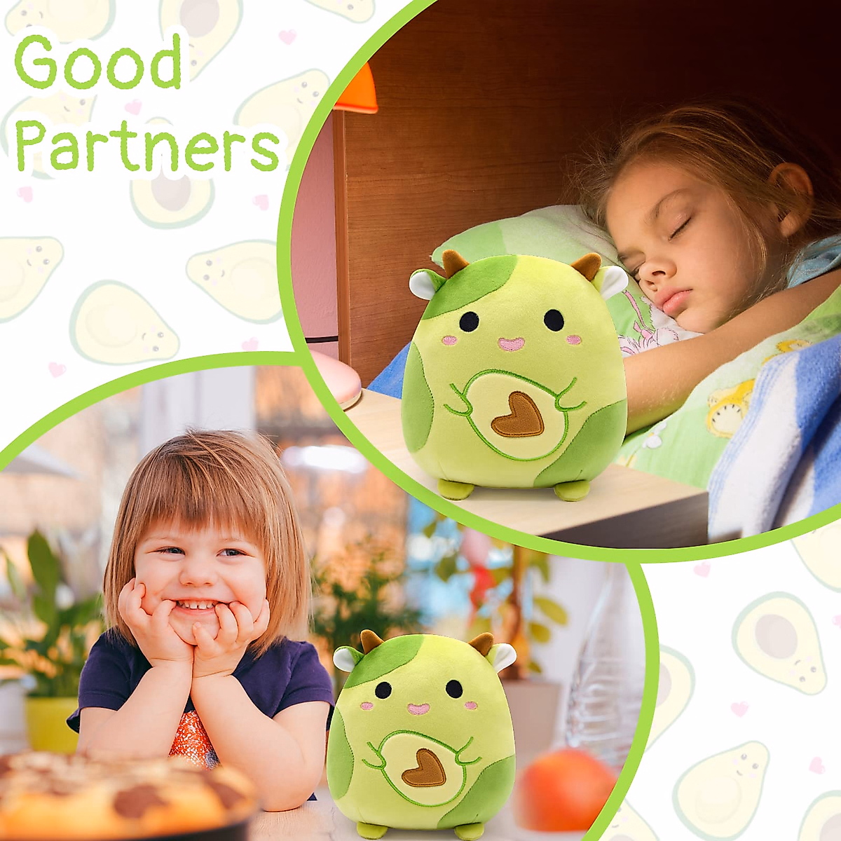 LSYDCARM Avocado Cow Plush Pillow Toy, 8Inch Adorable Cow Stuffed Animals Soft Cow Plushie Toys, Avocado Pillow Kawaii Cow Stuff Home Decoration Christmas Birthady Gift for Kids Boys Girls