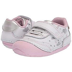 Stride Rite Girls Soft Motion Adalyn Athletic Sneaker, White/Silver, 4 Toddler