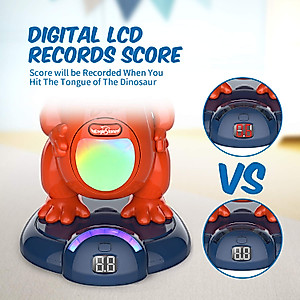 Movable Dinosaur Shooting Toys for Kids Games with 2 Air Pump Gun, Party Toys with Score Record, LED & Sound, 48 Foam Balls Electronic Target Practice Gift for Boys and Girls