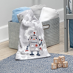 Bedtime Originals Robbie Robot Baby Blanket, Gray