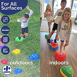 IMAGYM Stepping Stones for Kids Balance Set of 6 Stackable River Stones for Kids Toddler Balance Beam Balance Toys for Kids - Obstacle course for kids - Outdoor Toys for kids ages 3-5 Balance Pods