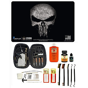 EDOG Range Warrior 27 Pc Gun Cleaning Kit -Featuring The Reaper Distressed Mat, Range Warrior Universal .22 9mm - .45 Kit & Tac Book Accessories Set