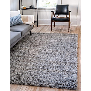 Unique Loom Solid Shag Collection Area Rug (5' 1" x 8', Cloud Gray)