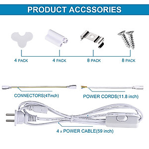 FTUBET (6- Pack) 4FT LED Shop Light, 55W 5000K Daylight White 7500LM Super Bright T8 Integrated Fixture U-Shape 4 Rows Linkable Tube Lights for Garage Warehouse Workshop Basement Plug and Play