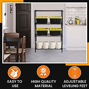 Juggernaut Storage 36" W x 14" D x 54" H Four-Shelf Steel Shelving Unit, 1400 lb Capacity, Black