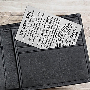 LGQDYMZ Son Birthday Card Gifts from Mom - Son Birthday Card Gifts - Son Fathers Day Engraved Wallet Card Gifts for Birthday Wedding Anniversary