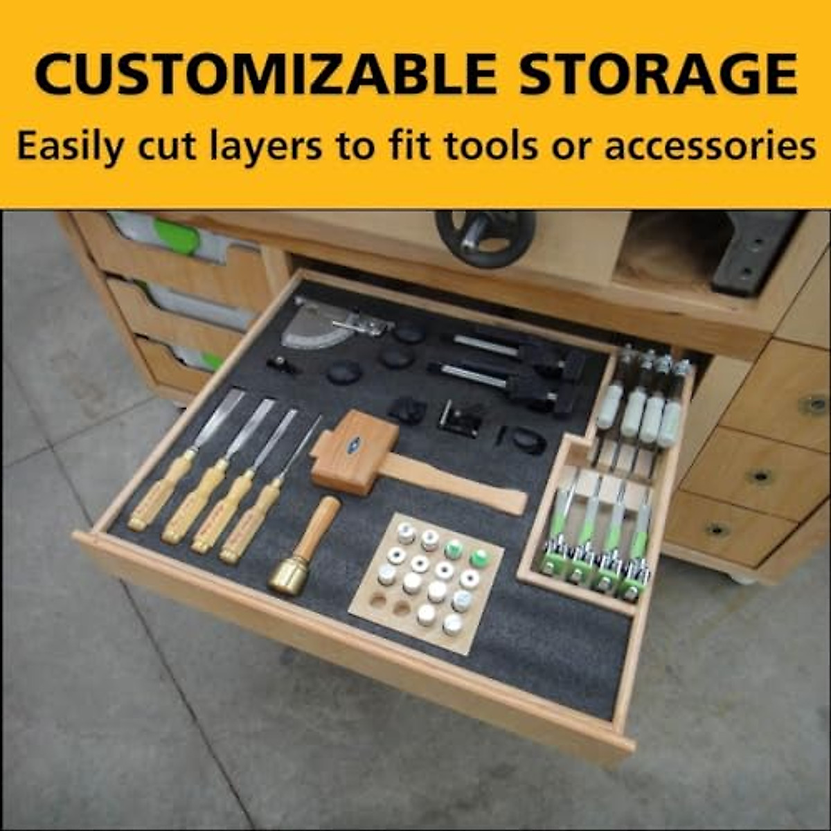 FastCap Kaizen Foam Sheet for Tool Organizers and Storage - Perfect for Professional Contractors and Technicians - 57mm Thickness, 2' x 4' Sheet Size, Black & Red