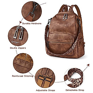OPAGE Leather Backpack Purse for Women Fashion Ladies Convertible Shoulder Casual Travel Bags With Wristlet
