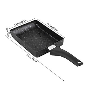 Joyzan Square Japanese Omelette Pan, Tamagoyaki Egg Skillet Maker Nonstick Roll Rectangle Tamago Frying Rectangular Kitchen Cooking Griddle Tools Plastic Handle Baking Pancake Induction Cooktop Black