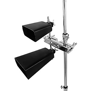 Jiayouy Straight Rod Cowbell Clamp Mounting Up or Down Adjustment for Drum Set Percussion Accessories Dual-End