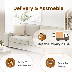 COHOME 89" Loveseat Couch, Chenille Upholstered Comfty Couch with Removable Covers Wide Armrest,Morden Deep Seat Couch for for Living Room,Beige