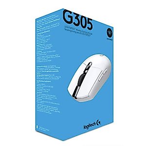 Logitech G305 Lightspeed Wireless Gaming Mouse, HERO Sensor, 12,000 DPI, Lightweight, 6 Programmable Buttons, 250h Battery Life, On-Board Memory, Compatible with PC/Mac - White (Renewed)
