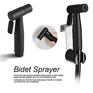 Pomya Bidet Sprayer, Stainless Steel Black Bathroom Toilet Handheld Bidet Cloth Diaper Sprayer Shattaf Kit Suitable for Floor, Toilet, Cloth Diaper