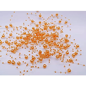 NC 50 Pieces Floating Candles Artificial Pearl String 6 Inch Pearl String Filler Vase Fillers for Floating Candles Centerpiece Dinning Table Party Home Bridal Bouquet Centerpiece (Rose Gold)