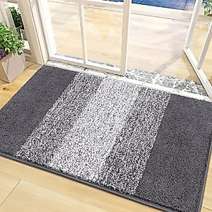 Vaukki Indoor Doormat Entryway Door Rug, Non Slip Absorbent Mud Trapper Mat Inside Floor Mat, Washable Small Door Carpet for Entryway (Grey, 24"x36")
