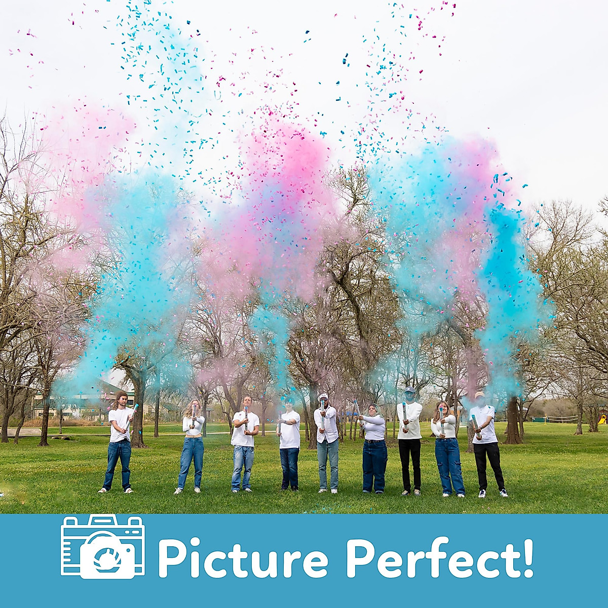 (3 Pink Confetti & 3 Blue Confetti) Baby Gender Reveal Confetti Cannon with Holi Powder | TUR Party Supplies | 12 inch Biodegradable Gender Reveal Cannons For Gender Reveal Decorations & Party