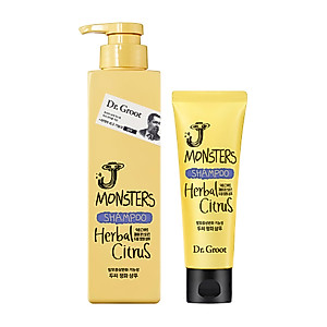 Dr. Groot J Monsters Scalp Purifying Shampoo Set (Herbal Citrus, 16.1fl oz) - Odor-Masking Hair Care Set for Thin Hair, Biotin, Sulfate-Free | Korean Skincare