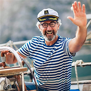 2 Pieces Navy Marine Admiral Style Hat - Adjustable Ship Sailor Cap Yacht Boat Captain Hat Funny Party Hats for Adult Costume Accessory