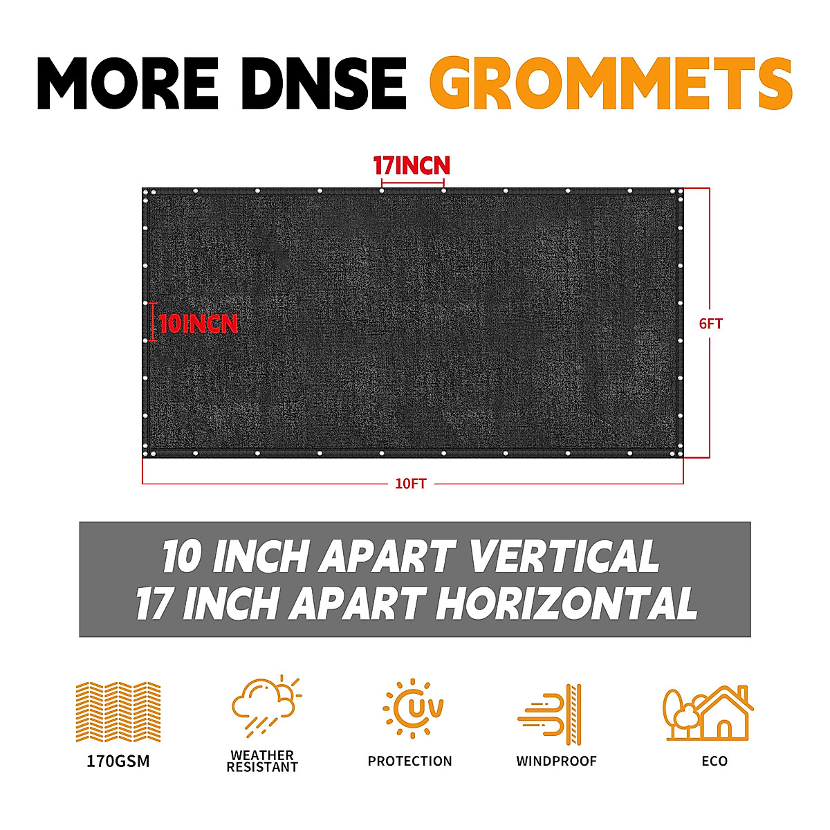 MVPNET 6' x 10' 90% Fence Privacy Screen Black Fence Covering Heavy Duty Privacy with Grommets 90% Mesh Tarp Sun Screens for Patio,Garden, Backyard,Outdoor.