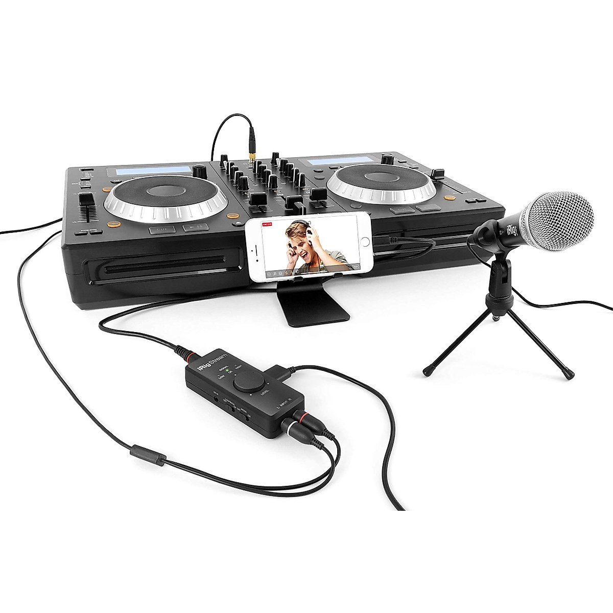 IK Multimedia iRig Stream stereo audio interface for iPhone, iPad, Mac, iOS and PC with USB-C, Lightning and USB for 24-bit, 48 kHz recording from mixers and studio gear