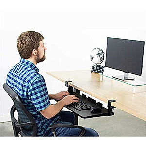 Clamp On Keyboard Tray Under Desk Storage Retractable Height Adjustable Keyboard Tray, 29.5" x 10" for Home or Office