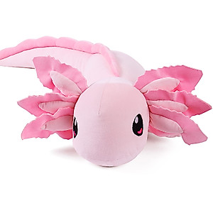 Gubuy Weighted Stuffed Animals 4.2lbs Weighted Axolotl Plush 32", Stuffed Weighted Axolotl Plush Animal Throws Pillows(Pink)