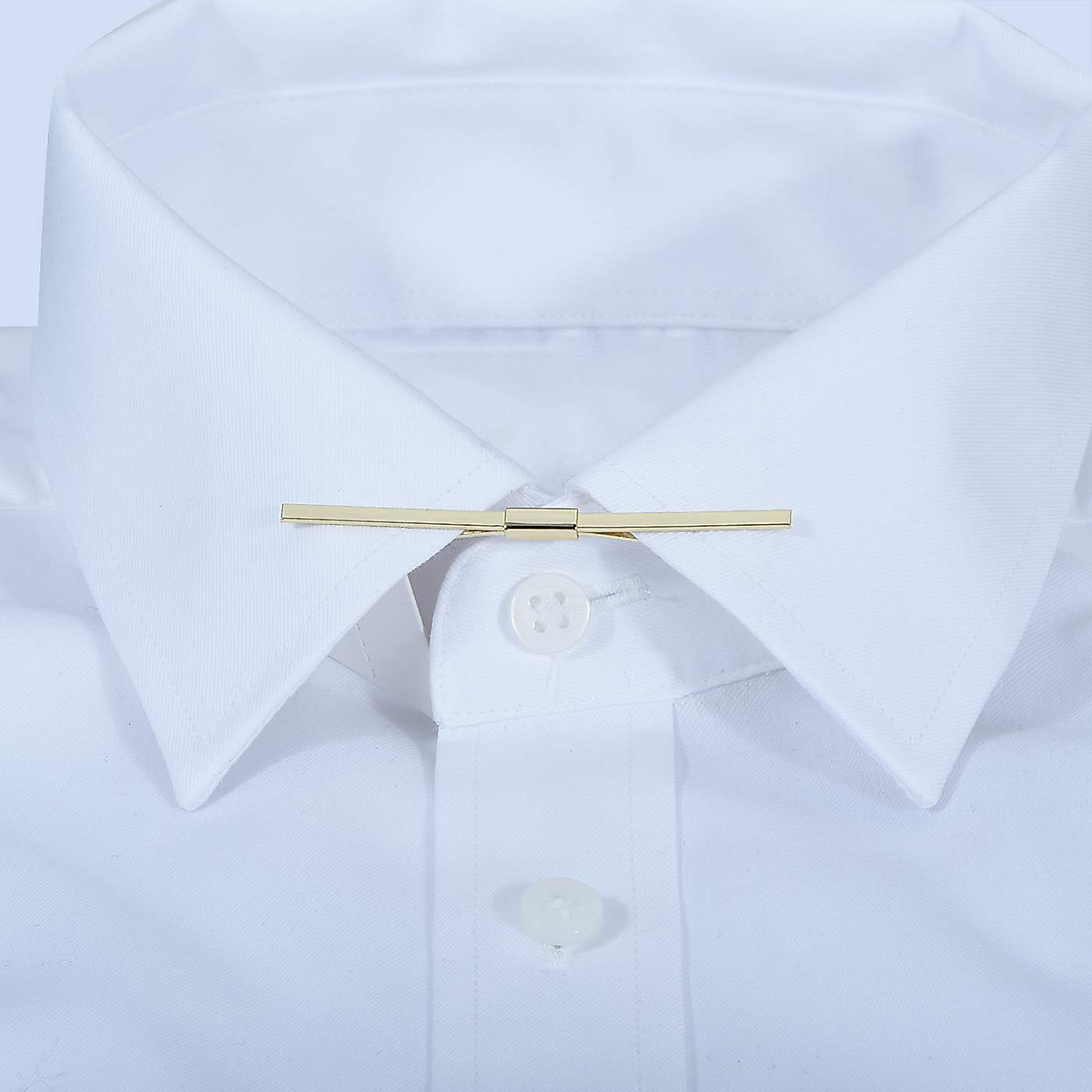 VVCome 3PCS Men's Classic Tie Clips Shirt Collar Clip Collar Bar for Necktie Gold Silver Black Tone Necktie Bar Pinch Clips Tie Pins Collar Holder (60mm Length Flat Head)