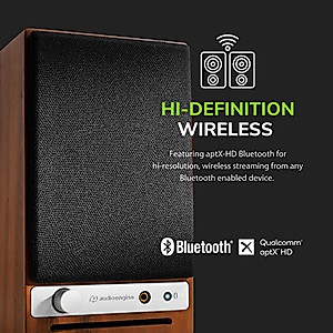 Audioengine HD3 Powered Bluetooth Speakers and DS1M Metal Desktop Speaker Stands Bundle (Walnut)