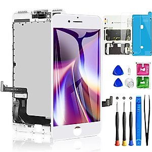 Diykitpl for iPhone 7 Plus Screen Replacement 5.5 Inch White, 3D Touch LCD Screen Digitizer Replacement for A1661,A1784,A1785, with Repair Tools Kit+Magnetic Screw Mats+Screen Protector