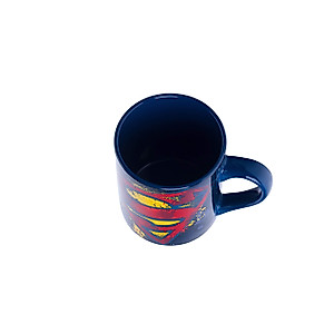 Silver Buffalo DC Comics Superman Splatter Paint Logo Ceramic Coffee Mug, 14 Ounces