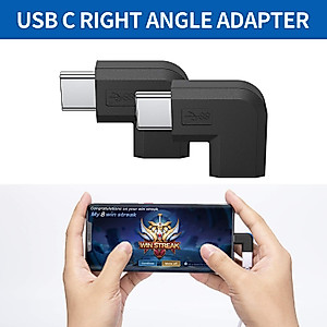 Right Angle USB C Adapter (2 Pack),3.1/10Gbps Right & Left Angled 90 Degree USB Type C Male to Female Extension Connector for MacBook Pro,Nintendo Switch,Laptop,Tablet,Mobile Phone,Oculus Quest Link