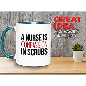 Bubble Hugs Nurse 2Tone Green Mug 11oz - A nurse is compassion - Labor Clinical Certified Nursing Assistant Surgical Emergency Oncology Practitioner