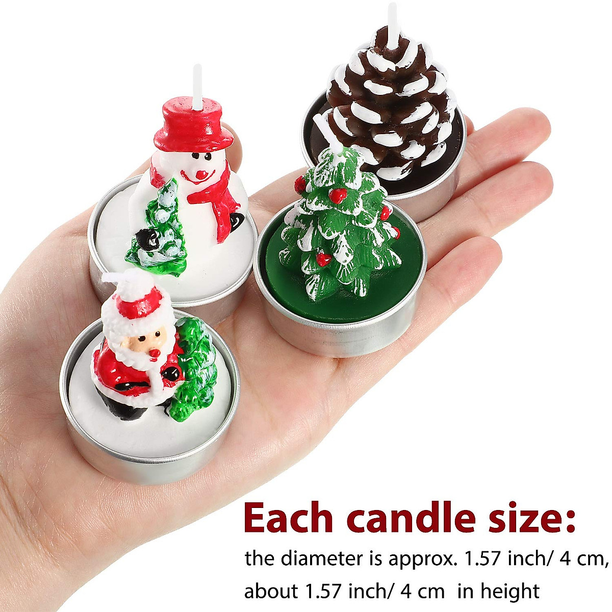 12 Pieces Christmas Tealight Candles Handmade Delicate Santas Snowman Acorn Tree Candles for Christmas Home Decoration Gifts (Style H)