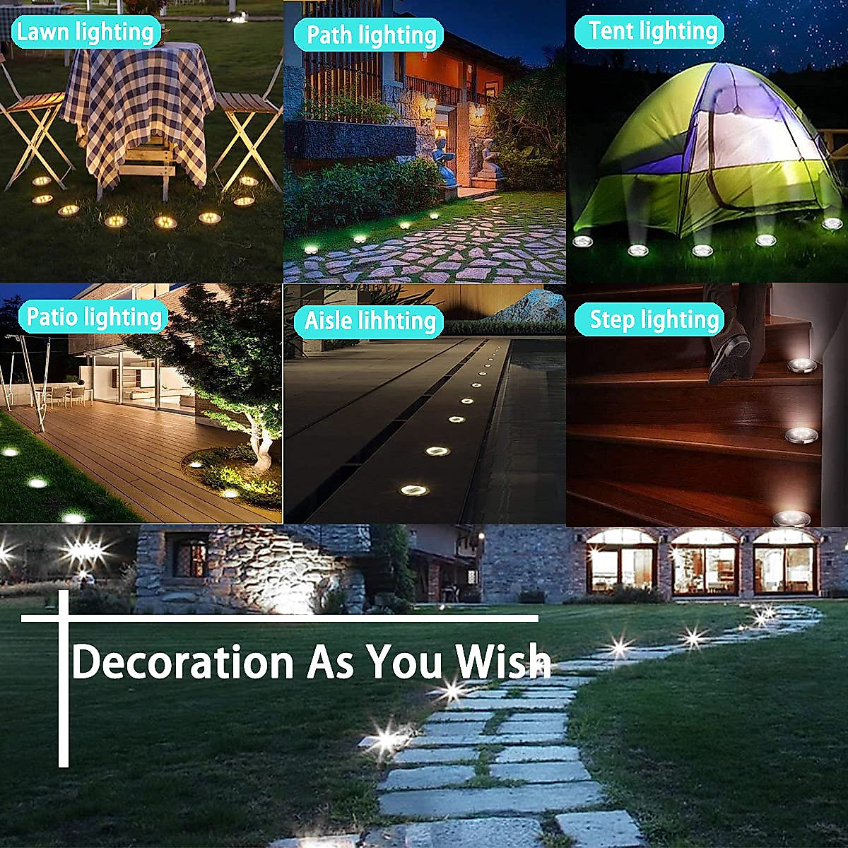 OLENYA Solar Ground Lights 8 Pack Led Solar Garden Lights Lamp Outdoor Disk Light Waterproof In-Ground Outdoor Landscape Lighting for Lawn Patio Pathway Garden Yard Deck Walkway Flood Light