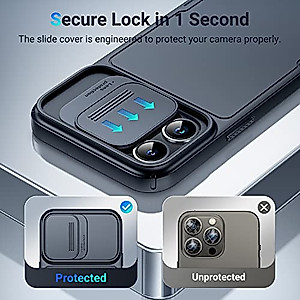 Simtect Compatible with iPhone 14 Pro with Camera Cover [12FT Drop Protection] Snug Touch Slim Protective Hard Back and Shockproof Bumper Case for iPhone 14 Pro Phone Case 6.1"-Black