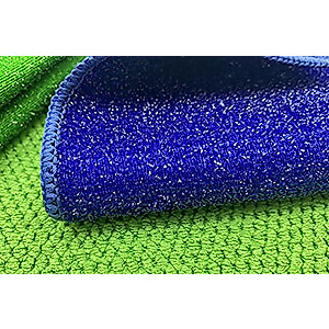 12 Pack Microfiber Scrub Dish Cleaning Cloth, Non-Scratch, Reusable & Durable for Pan Pot Dish Cooktop Stovetop Counter Kitchen Household, Machine Washable, 5.5 x 5.5 Inch, Blue & Green Assorted