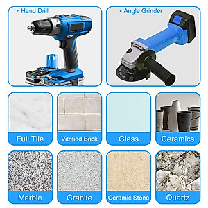 Dry Diamond Drill Bits Set 5 PCs for Granite Ceramic Marble Tile Stone Glass Hard Materials (not for Wood), Round Shank 1/4, 5/16, 3/8, 1/2 inch with Storage Case