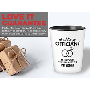 Bubble Hugs Wedding Officiant Shot Glass 1.5oz - Power Vested by Internet - Funny Officiant Proposal Marry Us Invitation Pastor Priest Internet Ordained Minister Humor