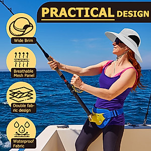 Ordenado Womens Sun Hat UV Protection, Foldable Mesh Waterproof Wide Brim Bucket Hats for Summer Beach Fishing Hiking