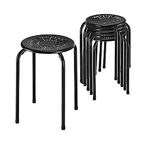 POWERSTONE Stackable Stools 6 Pack, Portable Stacking Bar Stools Iron Round Nesting Chairs Flexible Seating for Home Office School, Black